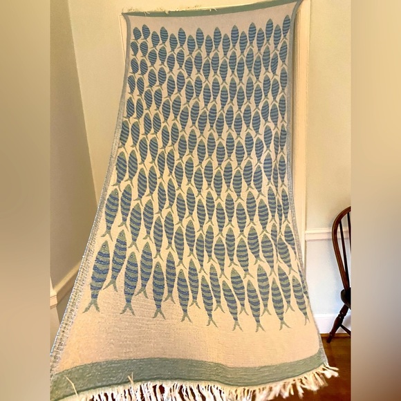 Anthropologie | Bath | Jacquard Loom Weave Fish Textile Muslin Soft ...